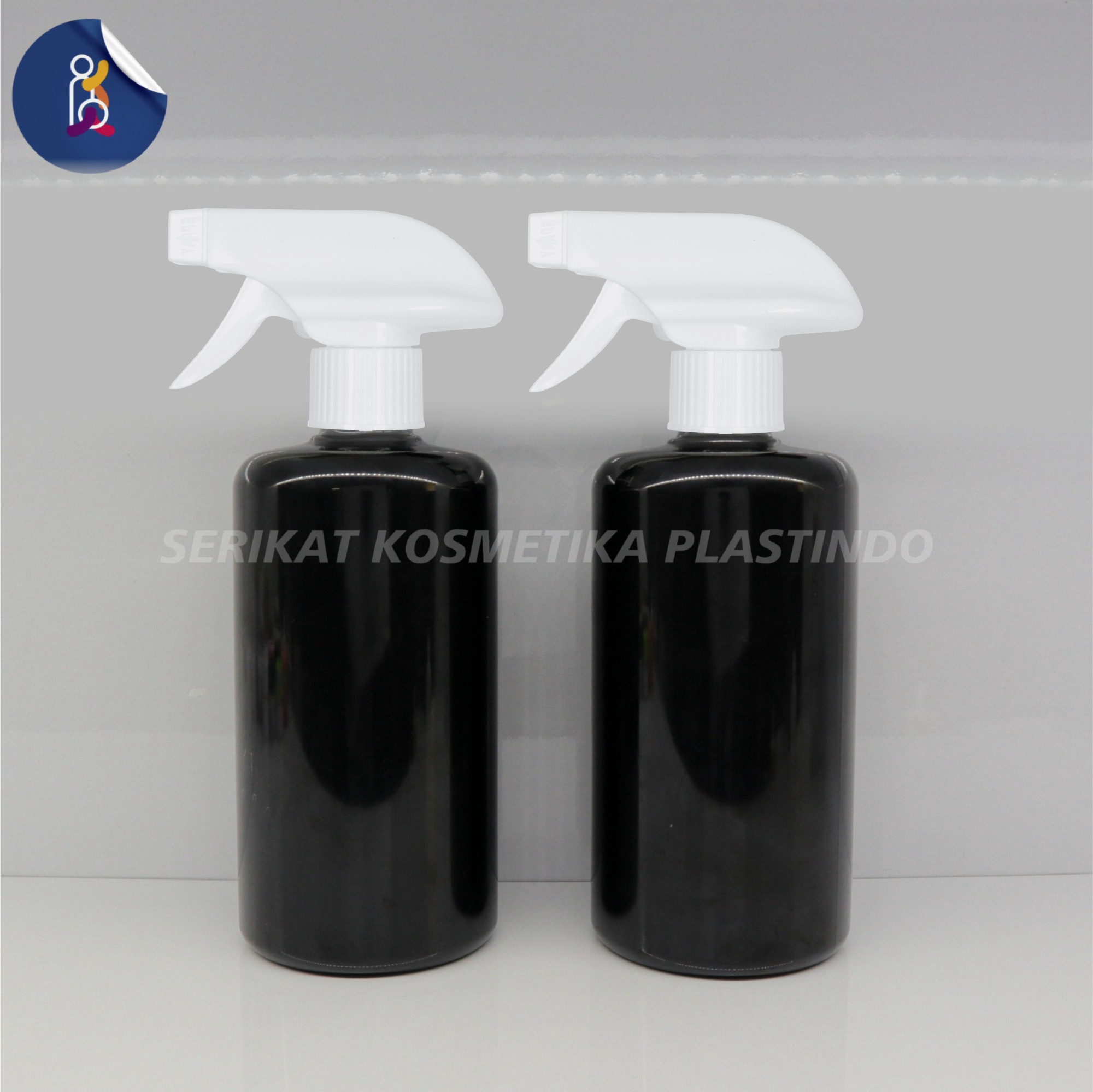 BOTOL HS 500ML HITAM TUTUP KISPRAY PUTIH - PT. Serikat Kosmetika Plastindo