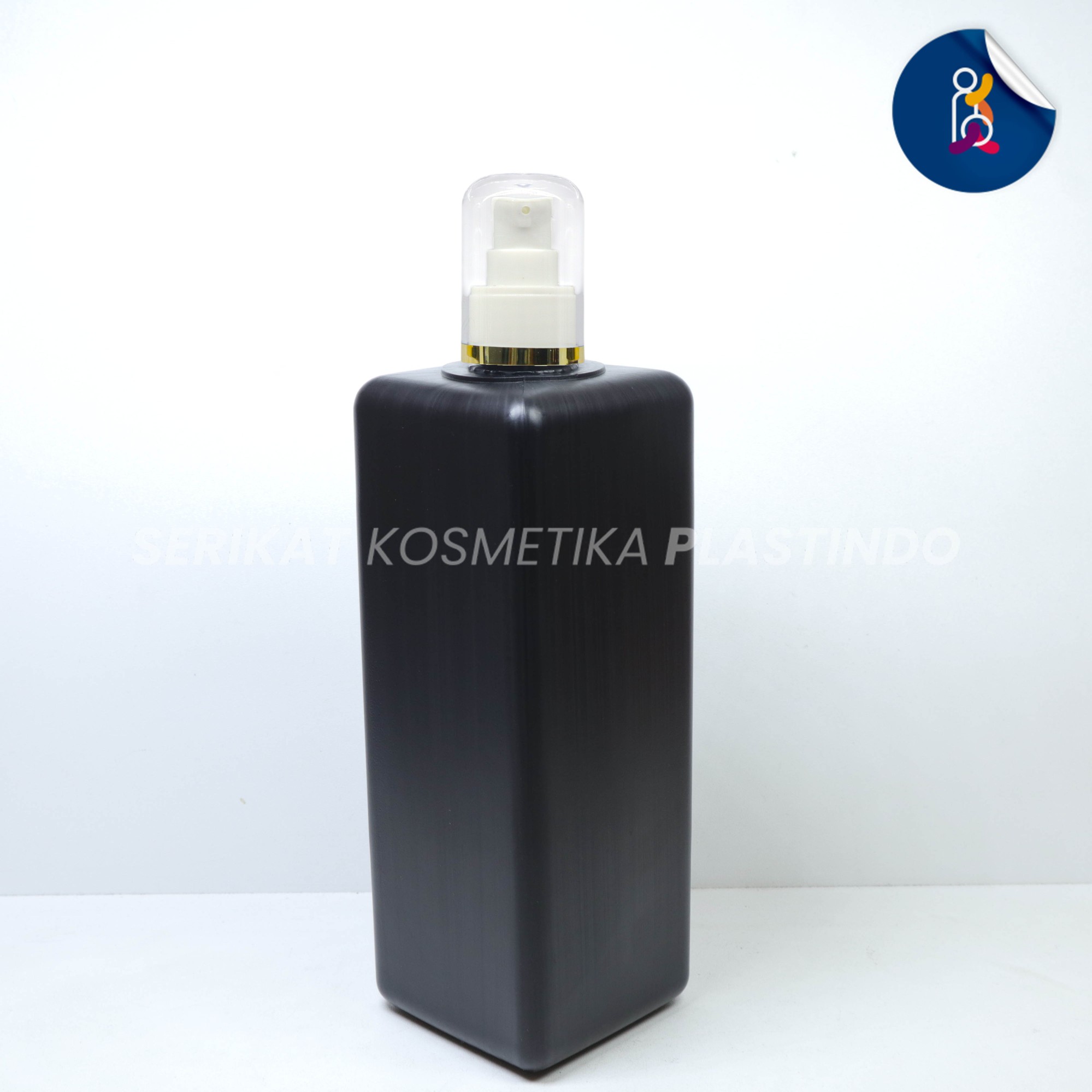 BOTOL HDPE SQUARE 500ML HITAM TUTUP PUMP TREATMENT FULLCAP LIST GOLD ...